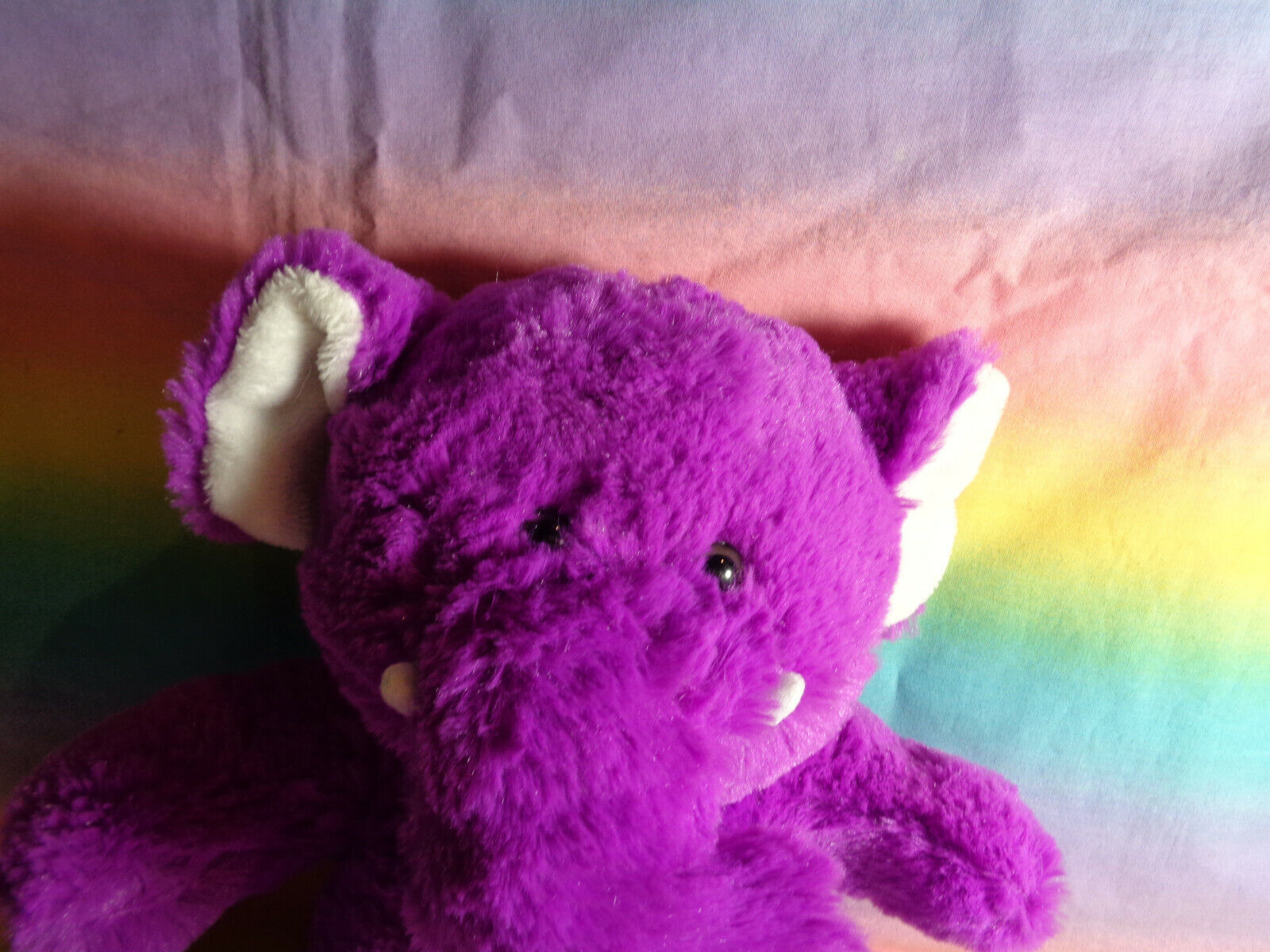 2016 Kellytoy Purple Pink Elephant Plush Sitting Very Soft Stuffed ...