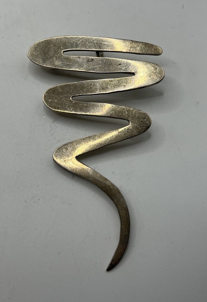 Vintage Mexico Sterling Silver Zig Zag Pin Brooch Squiggle Modernist ...