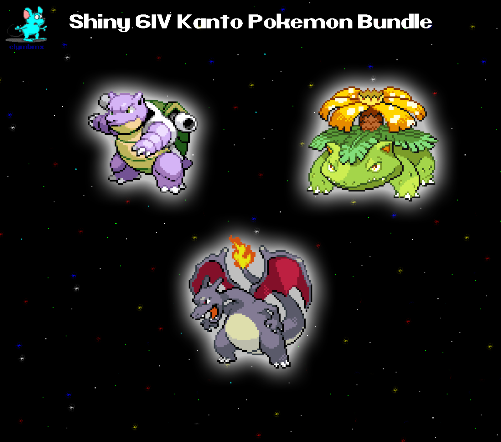 Shiny 6IV Kanto Blastoise, Charizard, and Venusaur Starters Pokemon ...