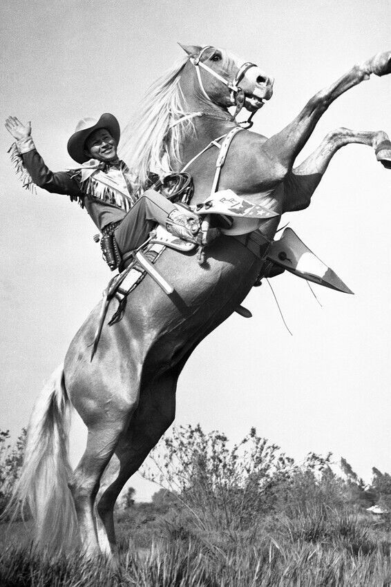 Roy Rogers riding Trigger and waving iconic pose 24x36 Poster - Photographs