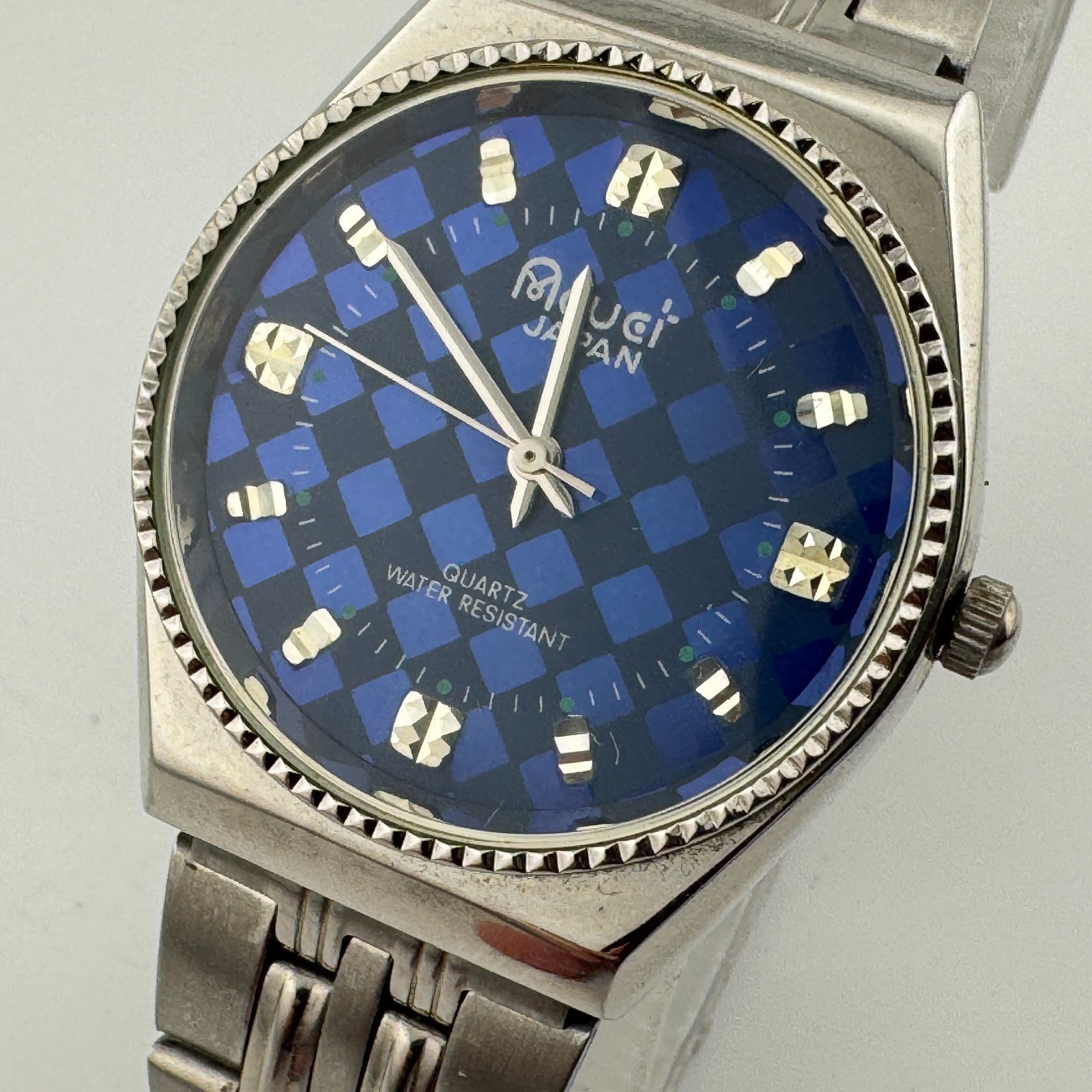Acuet Quartz Watch Men Fluted Bezel Silver Blue Japan Analog New ...
