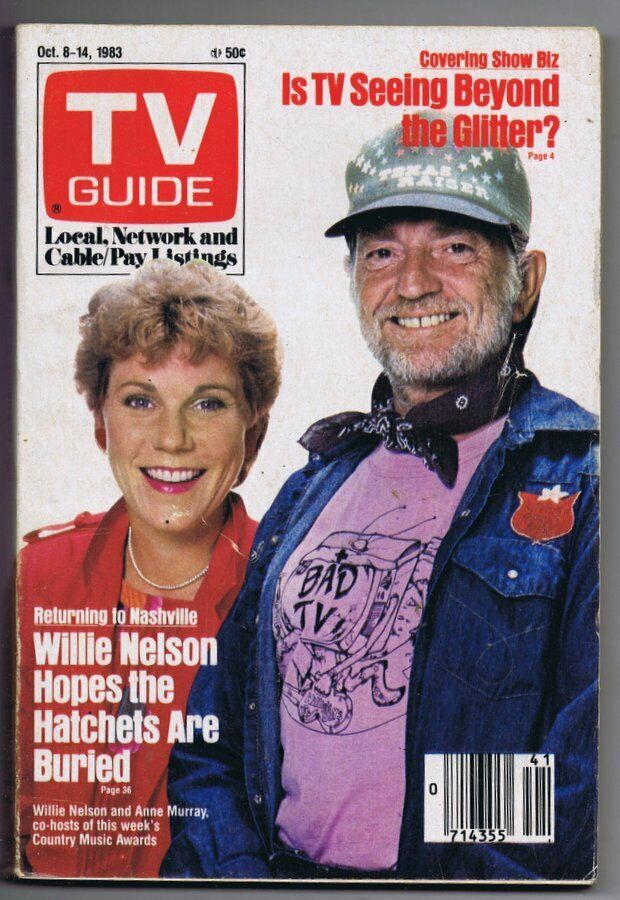 ORIGINAL Vintage TV Guide October 8, 1983 No Label Willie Nelson 1st Cover - Publications