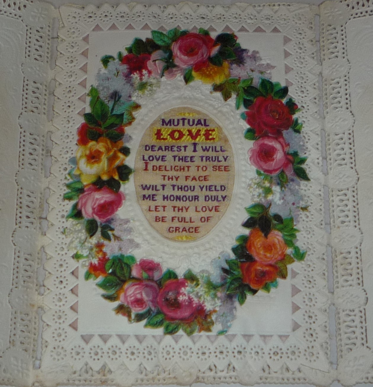1860's Antique Victorian Lace Sachet Valentine Card With Embroidery ...