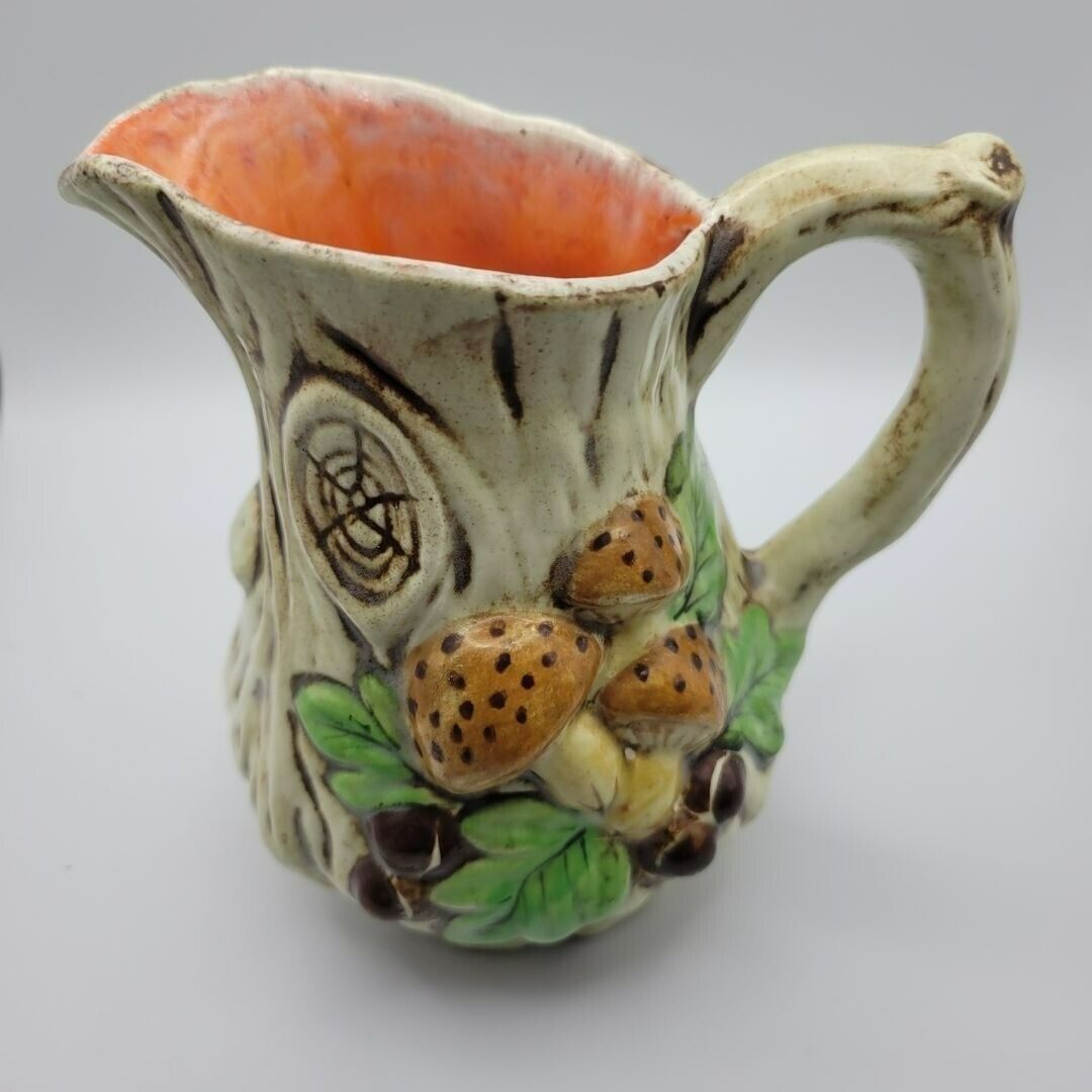 Vintage Lefton Mushroom Pitcher Creamer Wood Ceramic 70s Rustic ...