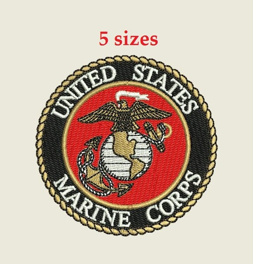 USMC Marine Corps Marines Digitized filled embroidery design Digital ...