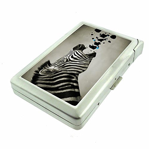 Zebra Scream Art Em1 Hip Silver Cigarette Case With Built In Lighter 4. ...