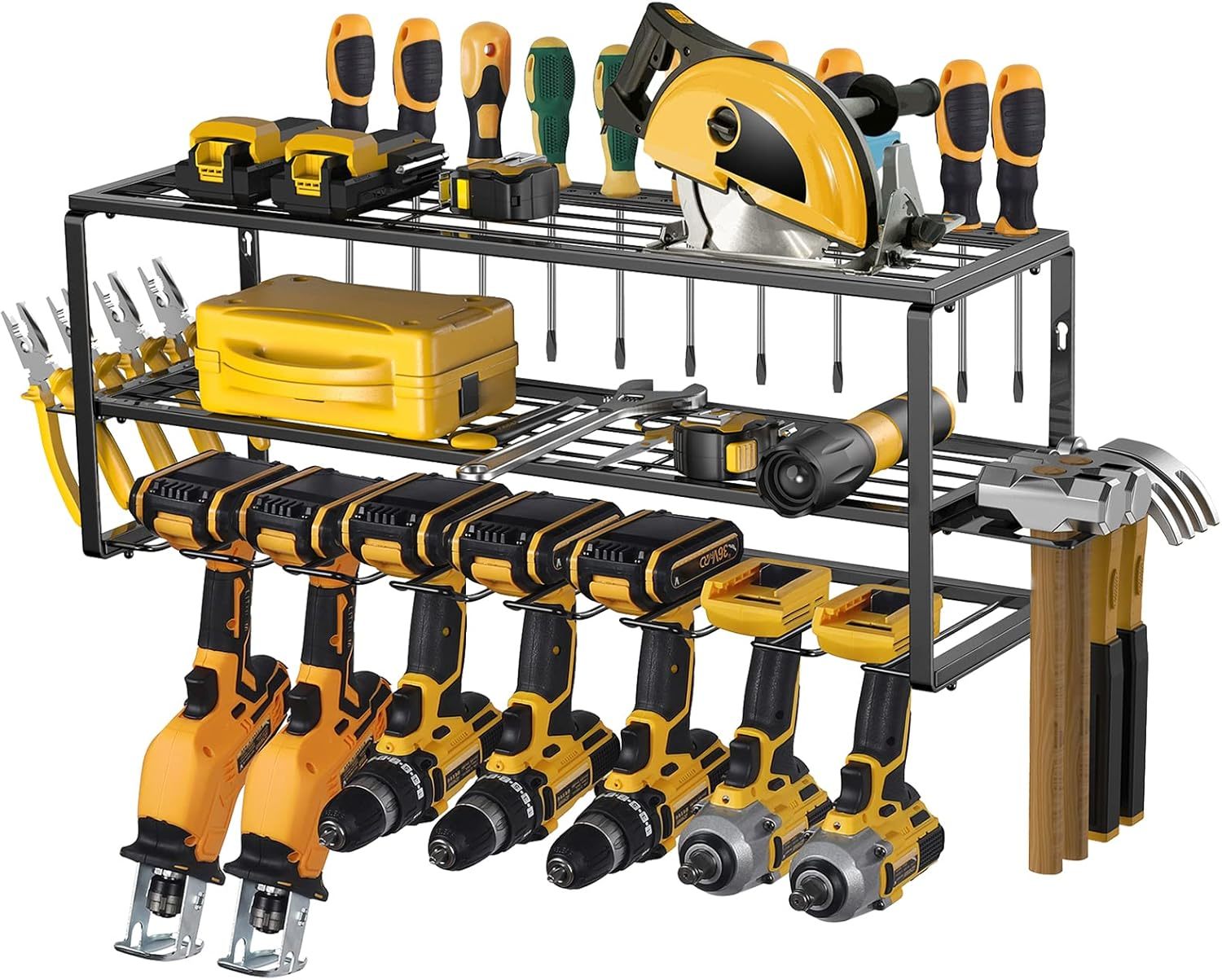 Amoowis Tool Box Organizers And Storage Wall Mount, Metal Garage Shelf ...