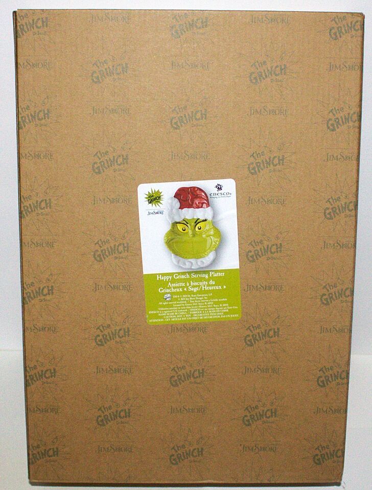 Dr. Seuss How The Grinch Stole Christmas Grinch Face Cookie Platter NEW ...