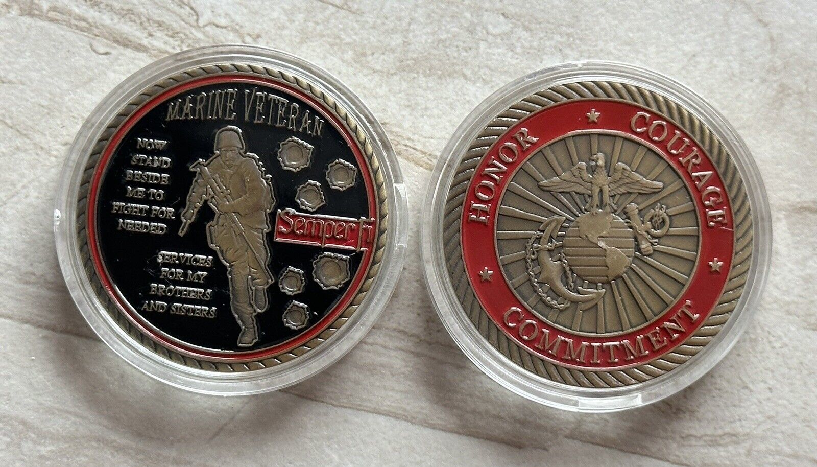Veterans USMC Semper Fidelis United States Marine Corps Challenge Coin ...