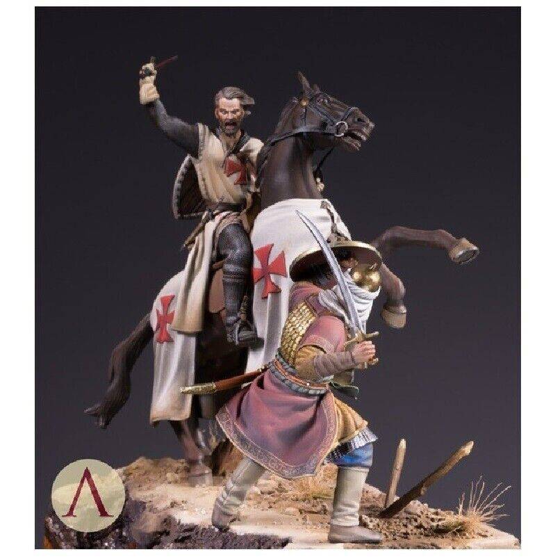 1/24 Resin Model Kit Horseman Medieval Knight Templar & Saracen ...