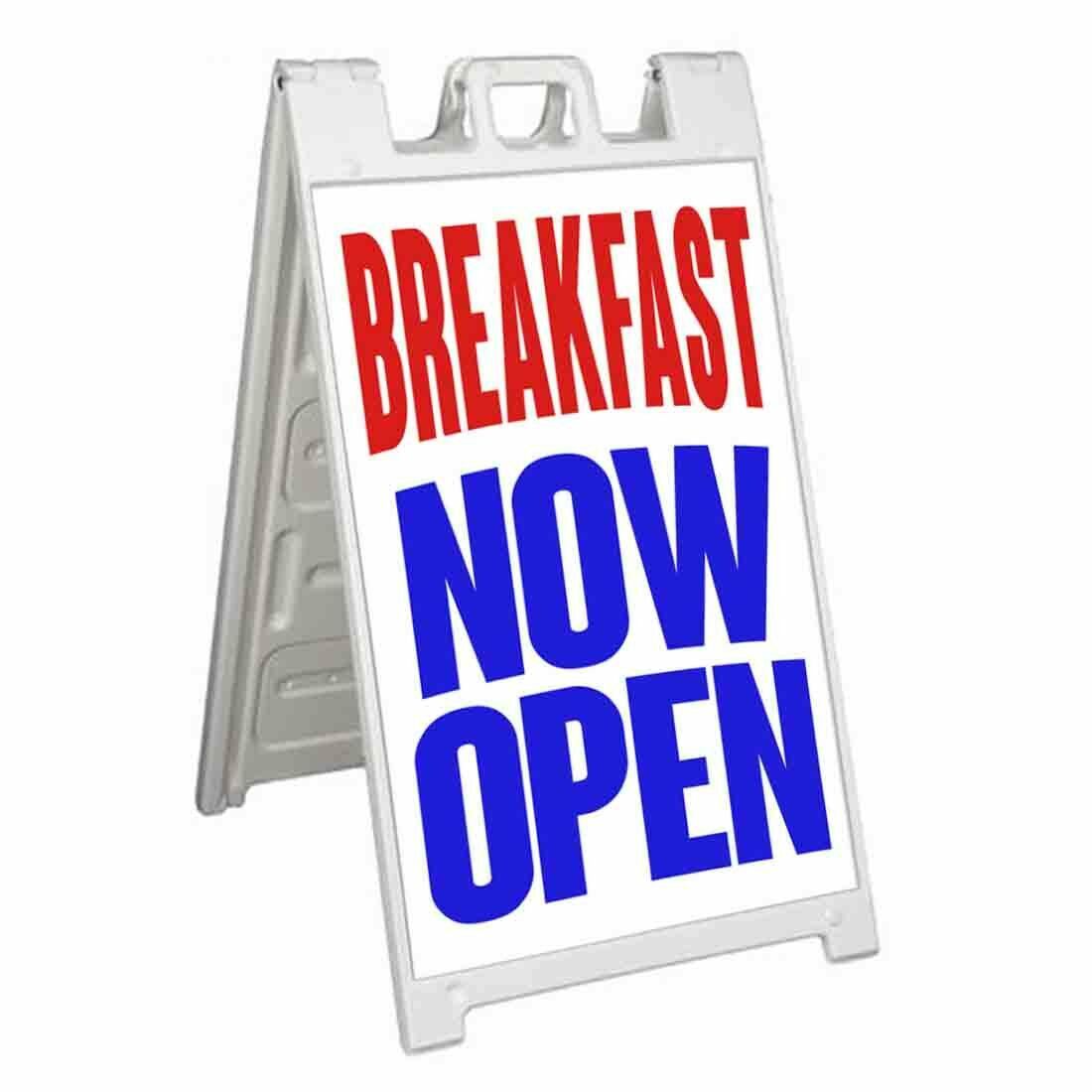 BREAKFAST NOW OPEN Signicade 24x36 Aframe Sidewalk Sign Banner Decal ...