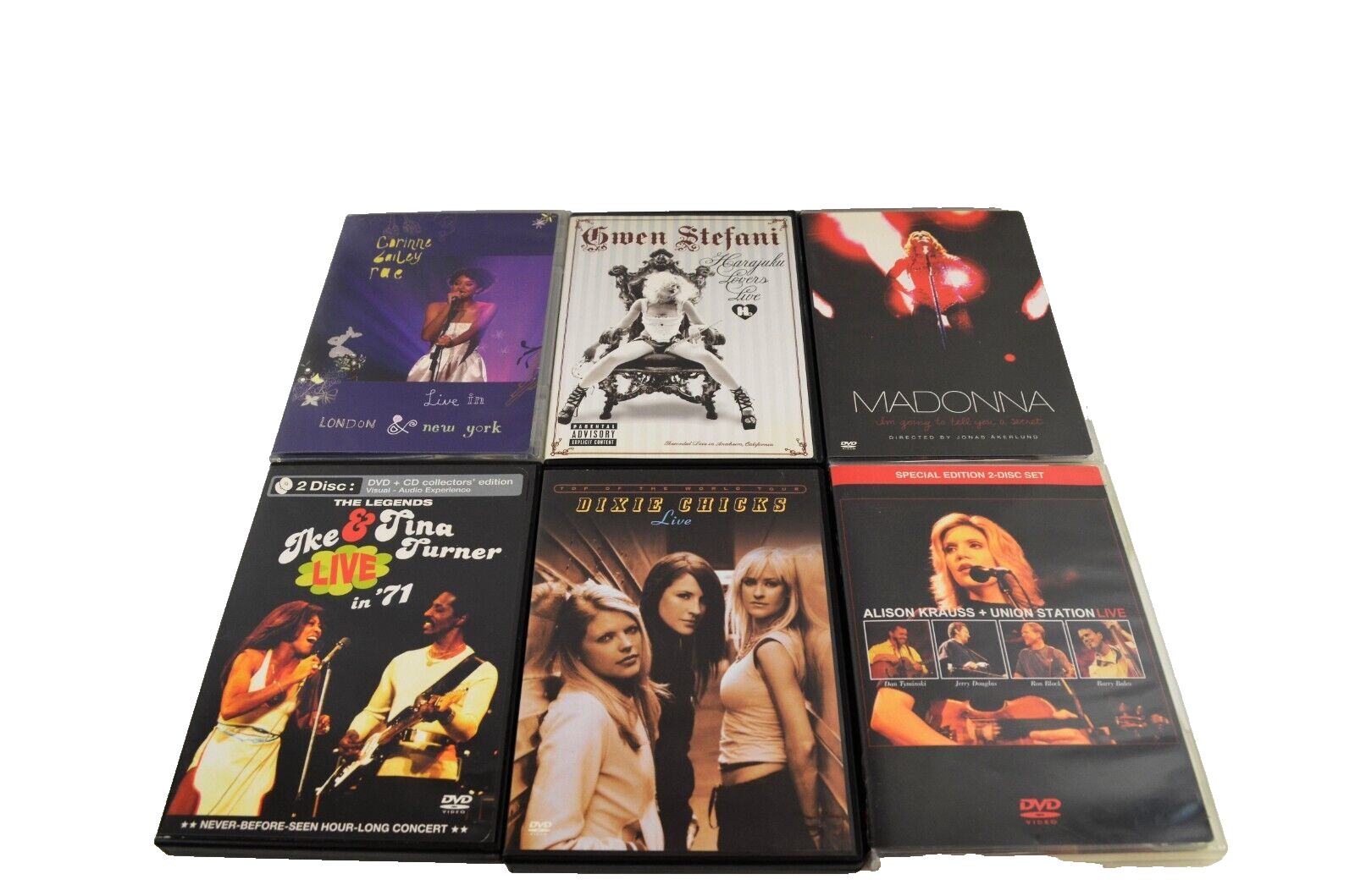Women DVD Lot LIVE Ike Tina Turner Chicks Alison Krauss Madonna Stefani ...