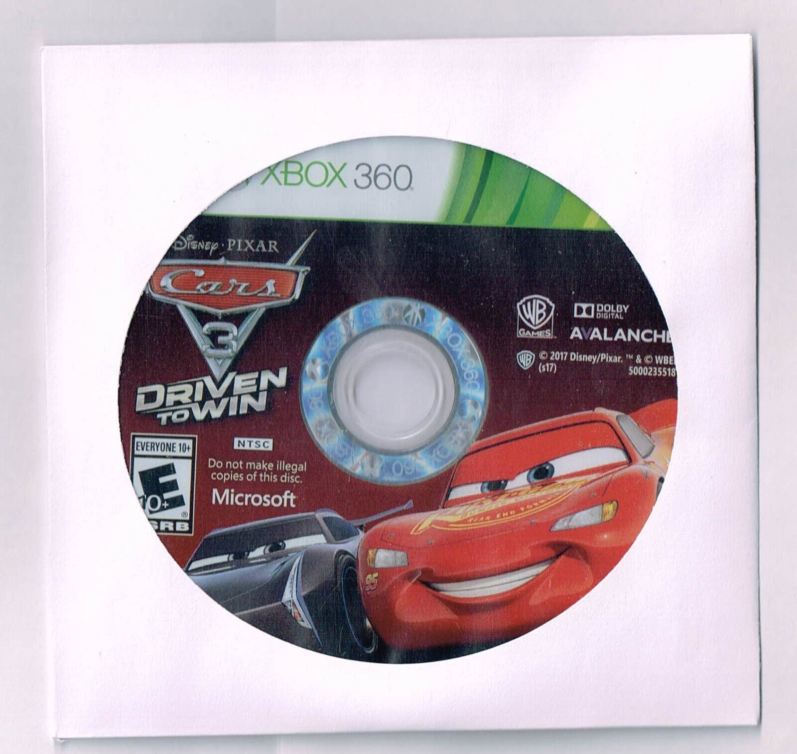 Cars 3 Driven To Win Xbox 360 video Game Disc and Case - Video Games