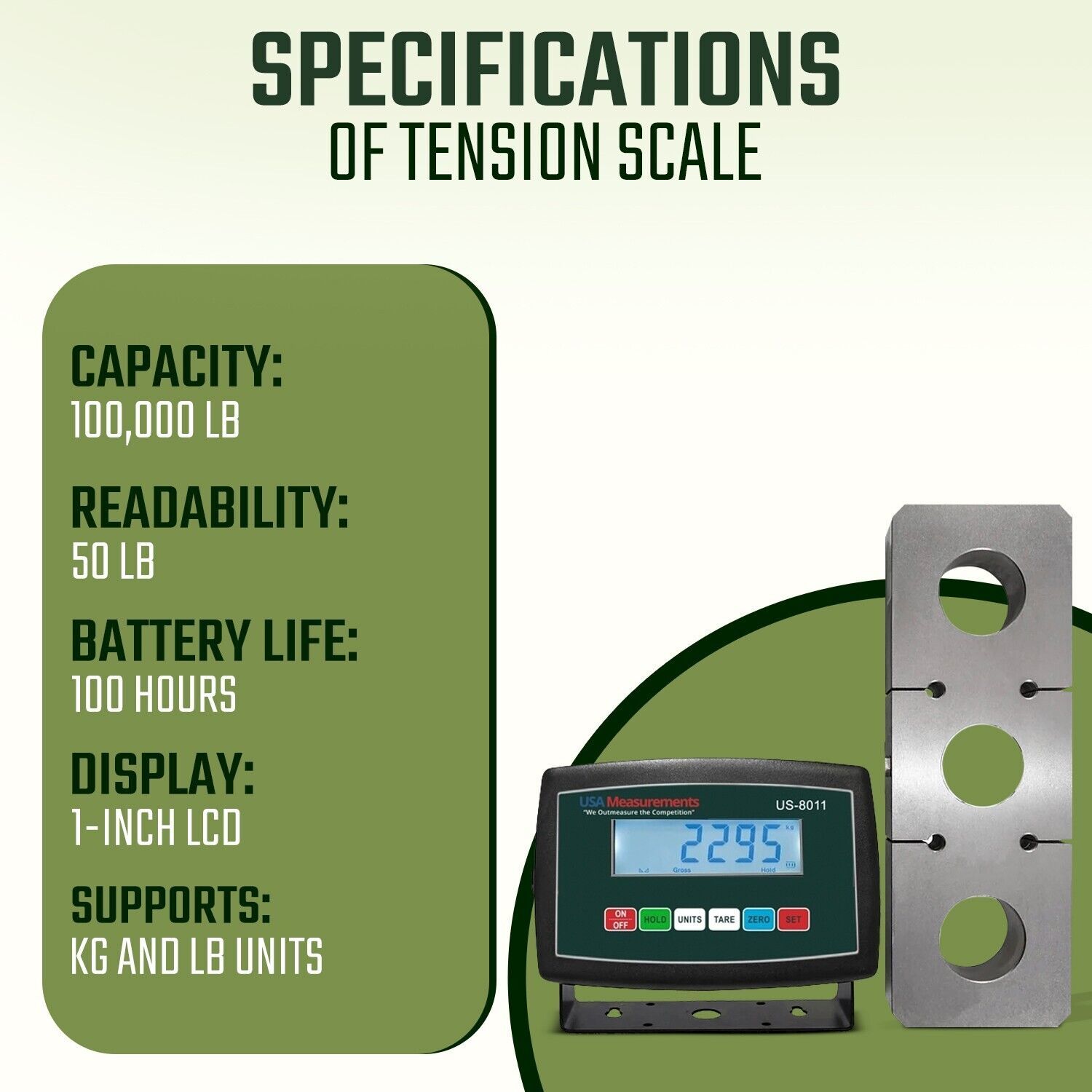 US-TSW100K wireless Industrial Tension Scale 100,000 lb x 50 lb With ...
