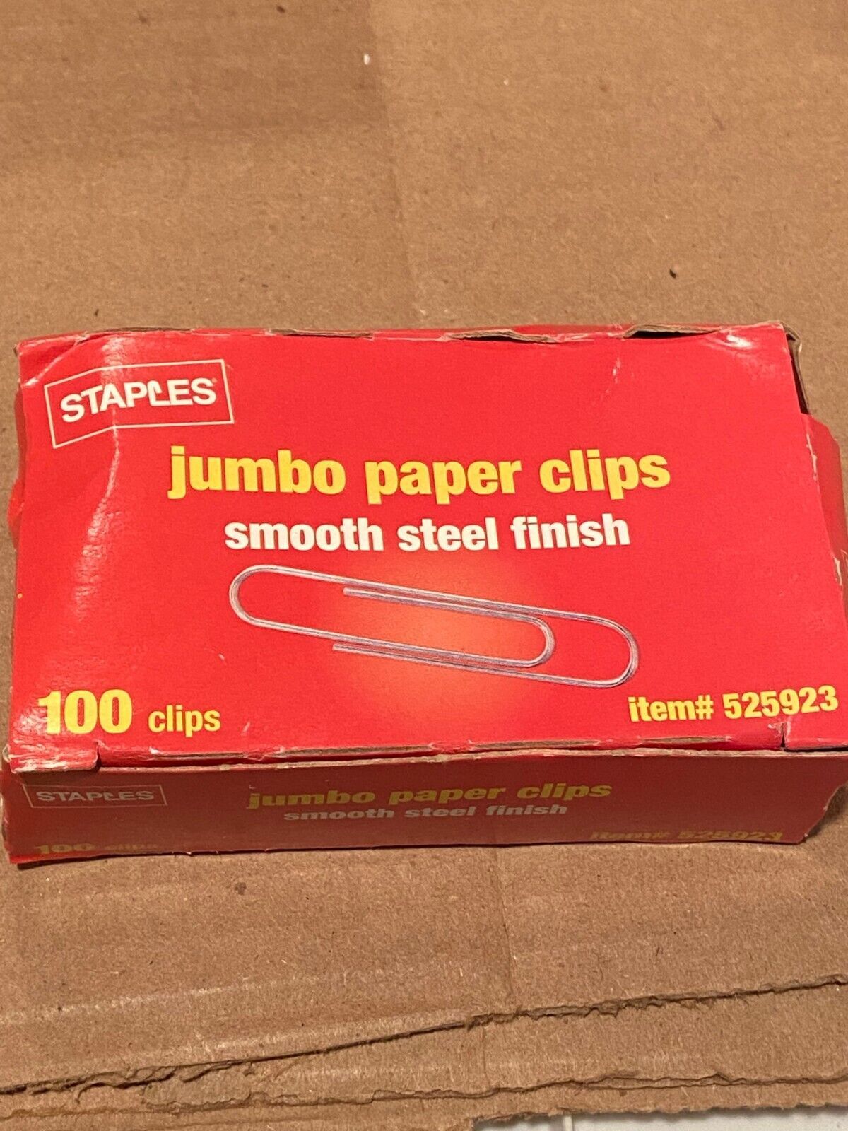 1 Box Staples Stores Jumbo Paper Clips Smooth Steel Finish 100 CT *NEW ...
