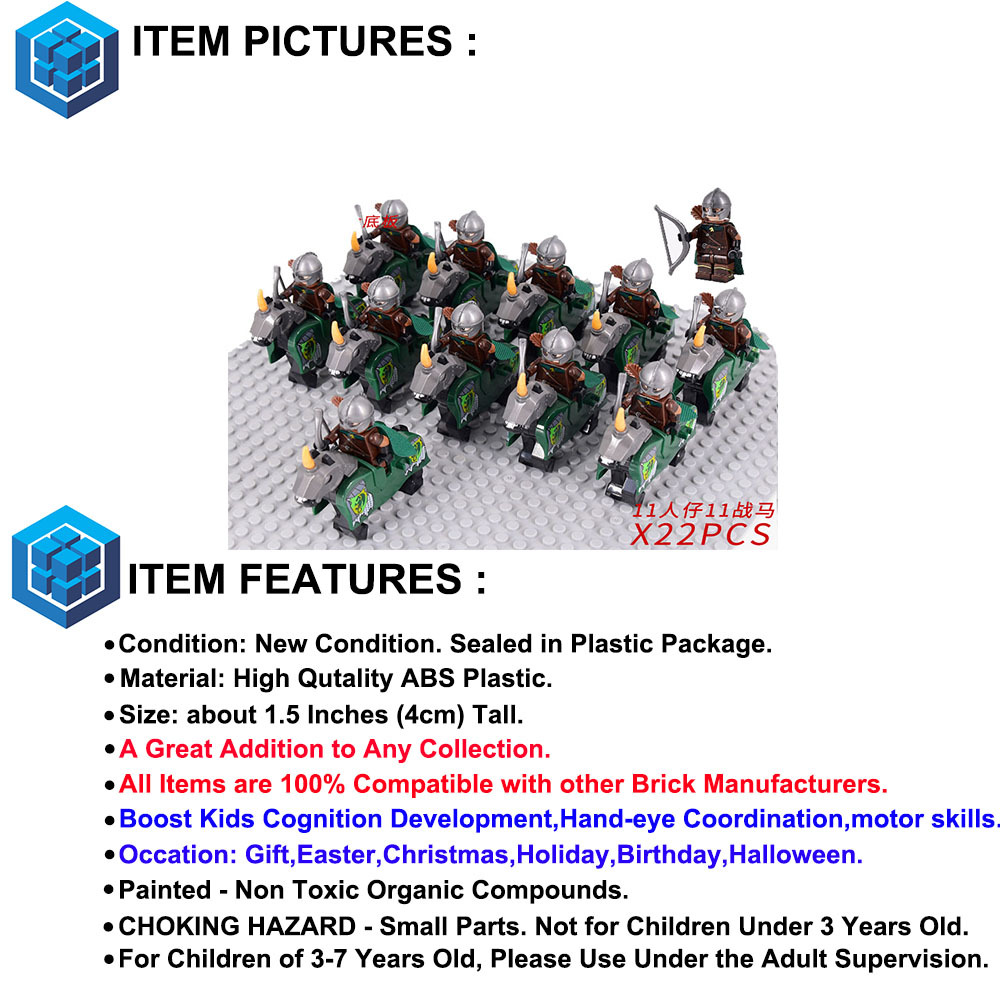 LOTR Mounted Rohan Royal Guards Archers Infantry Army 22 Minifigures ...