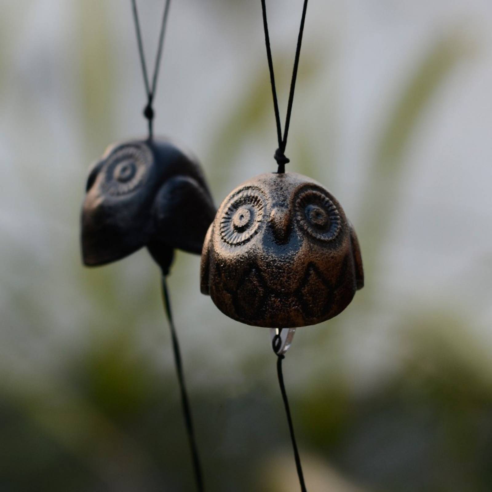 owl bell Japanese southern cast iron chimes retro iron bells garden ...