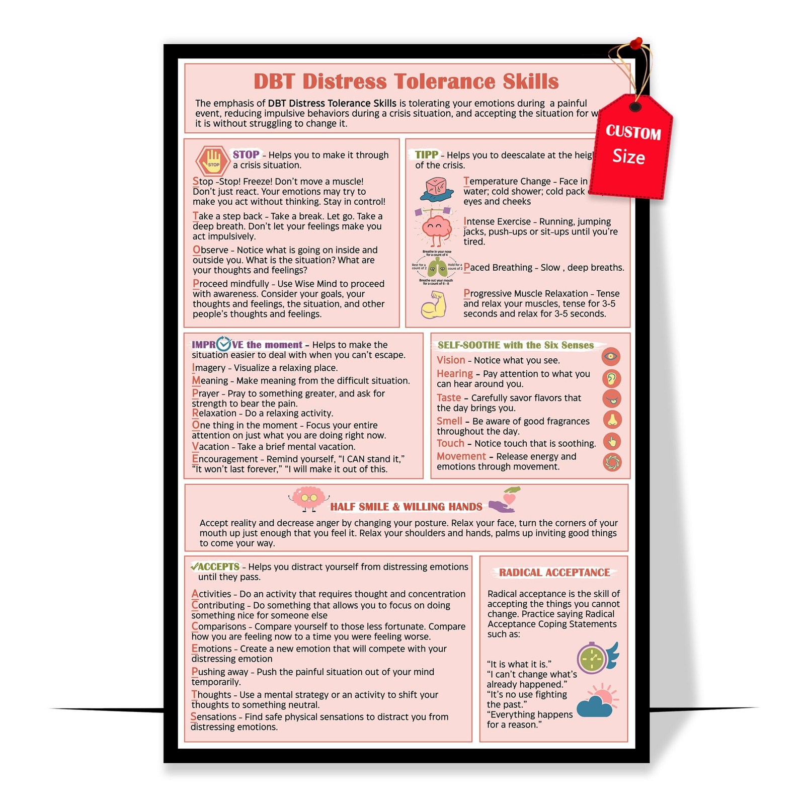 DBT Distress Tolerance Coping Skills PosterDialectical Behavior Therapy ...