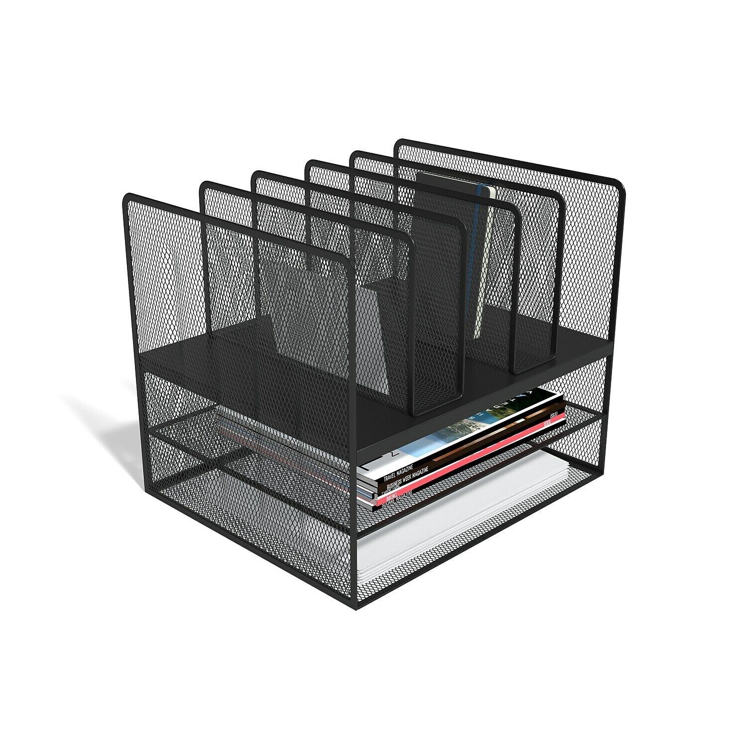 7 Compartment Wire Mesh File Organizer Matte Bk 24402501 - Desk ...