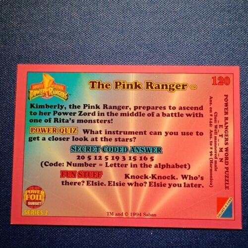 1994 Mighty Morphin POWER RANGERS SERIES TWO #120 The Pink Ranger ...