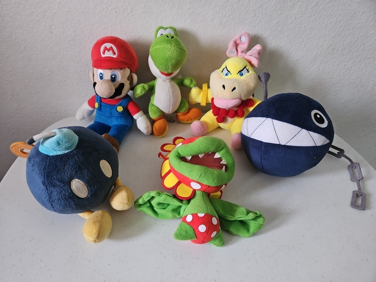 Super Mario Bros Plush Lot Wendy Koopa Chain Chop Yoshi Bob Omb Petey ...