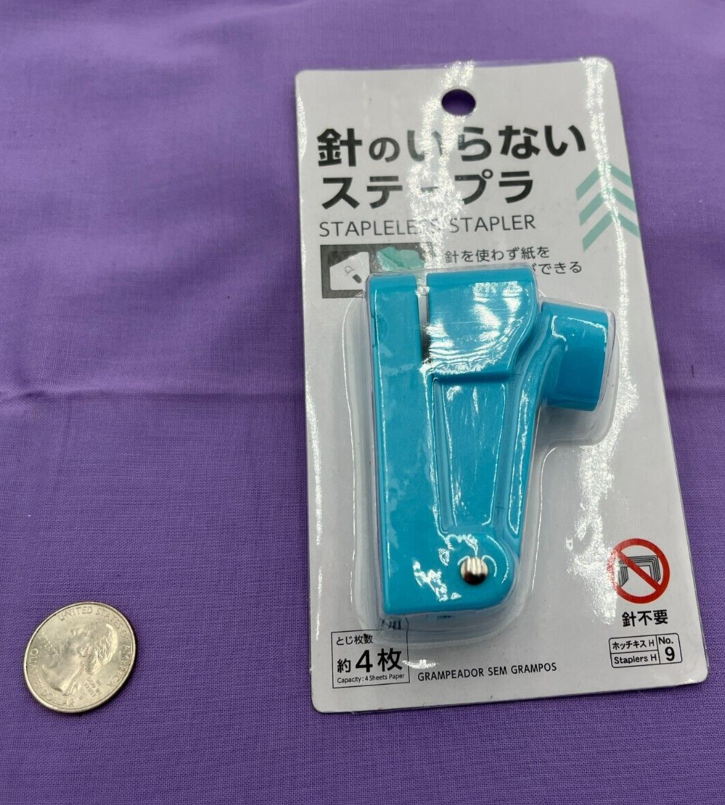 Daiso Stapleless Stapler - Blue - Effortless and Eco-Friendly Paper ...