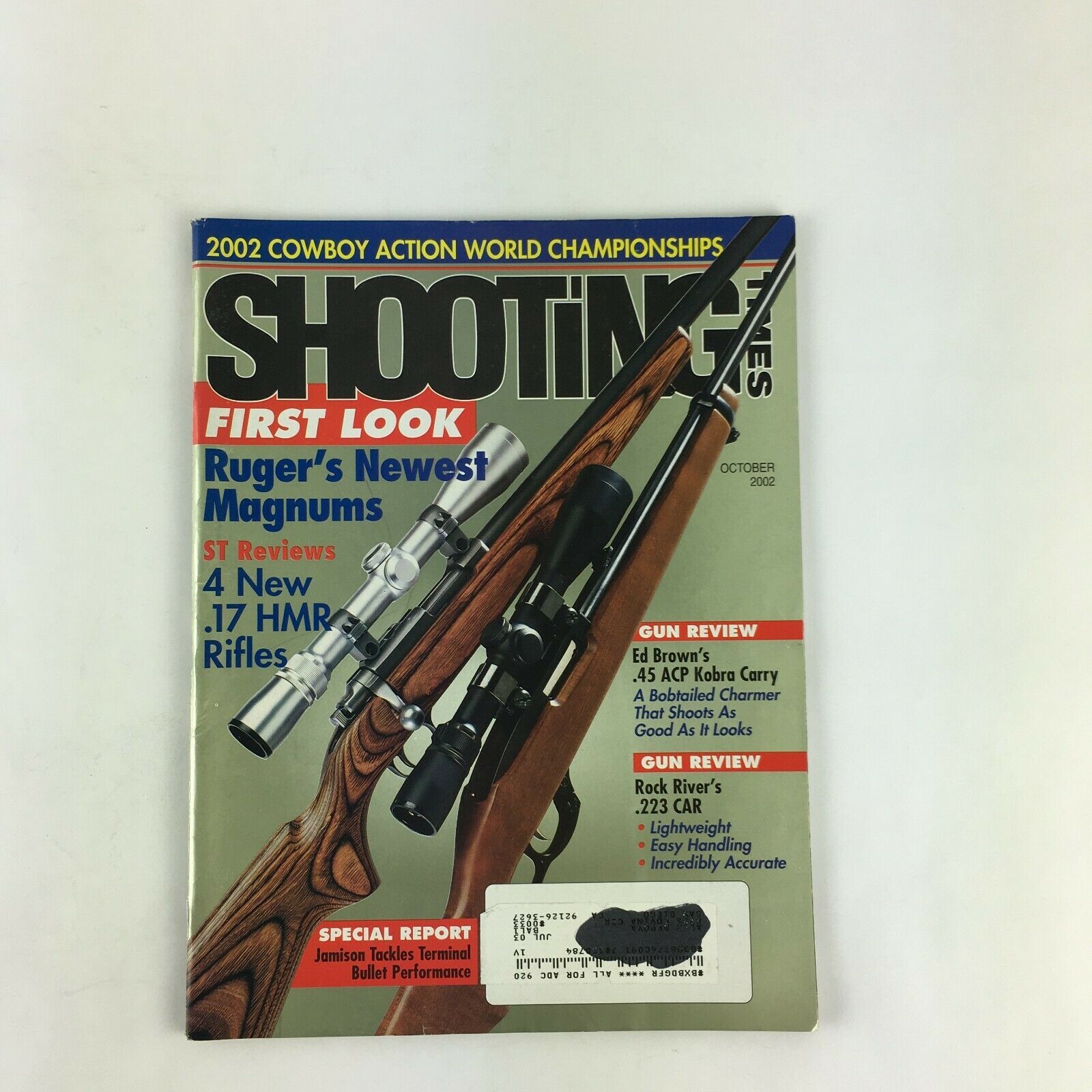 October 2002 Shooting Times Magazine 4 New .17 HMR Rifles .45 ACP Kobra ...
