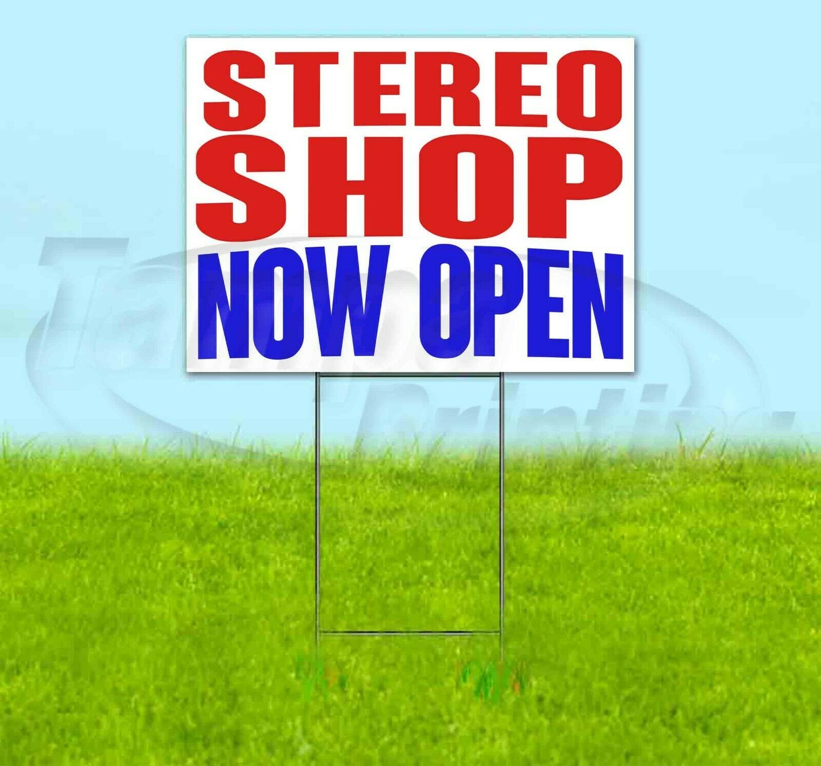 STEREO SHOP NOW OPEN Yard Sign Corrugated Plastic Bandit Lawn ...