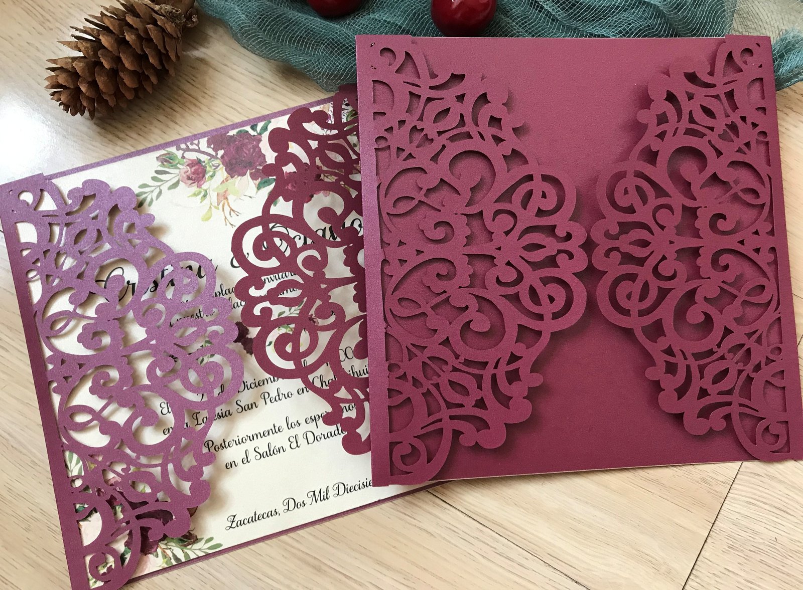 50pcs custom laser cut wedding invite cards,birthday laser cut ...