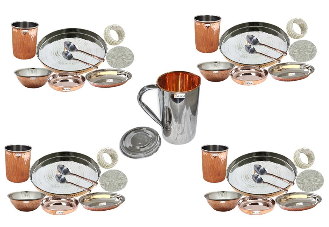 Set of 4 Prisha India Craft Handmade Indian Dinnerware Steel Copper ...
