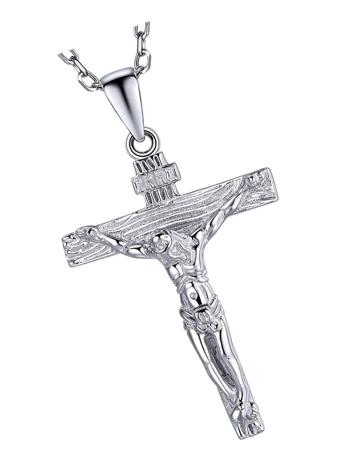 Men Crucifix Cross Pendant with Chain Baptism Christian - Crucifixes ...