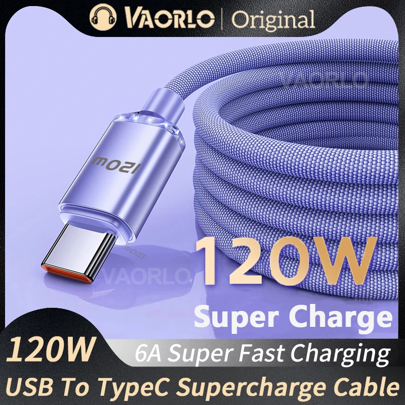 6A 120W USB To Type-C Super Fast Charging Cable Twin-Engine Supercharge ...