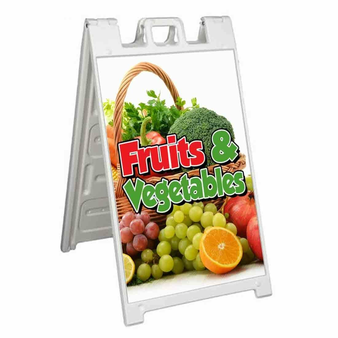 FRUITS AND VEGETABLES Signicade 24x36 Aframe Sidewalk Sign Banner Decal ...