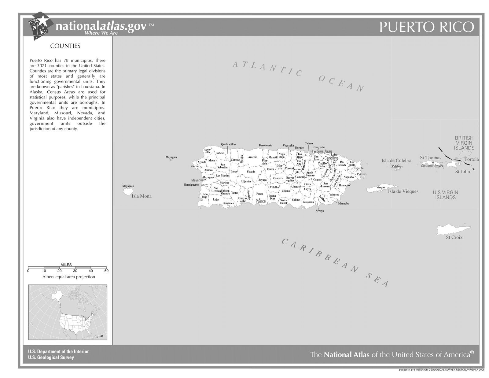 Puerto Rico Counties w/Cities Laminated Wall Map - Maps & Atlases
