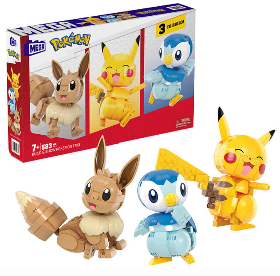 Pokemon Mega Construx Build & Show Trio 583pc Building Toy Pikachu Eevee Piplup - Building Toy ...