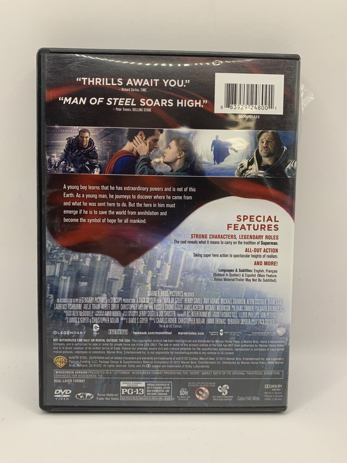 Man of Steel DVD 2-Disc Special Edition 20th Century Fox Rated PG-13 Widescreen - DVDs & Blu-ray ...