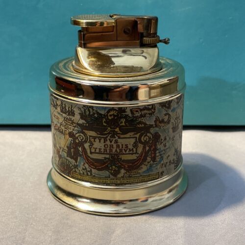 Vintage Collectibles Table Lighter Gas World Map Gold Tone - Other