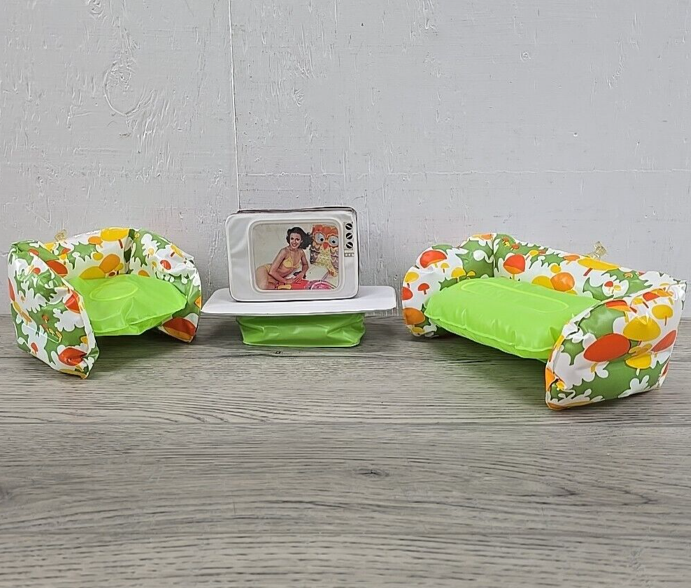 Vtg 1979 Zee Toys Puff N Play Inflatable Barbie Living Room Furniture ...