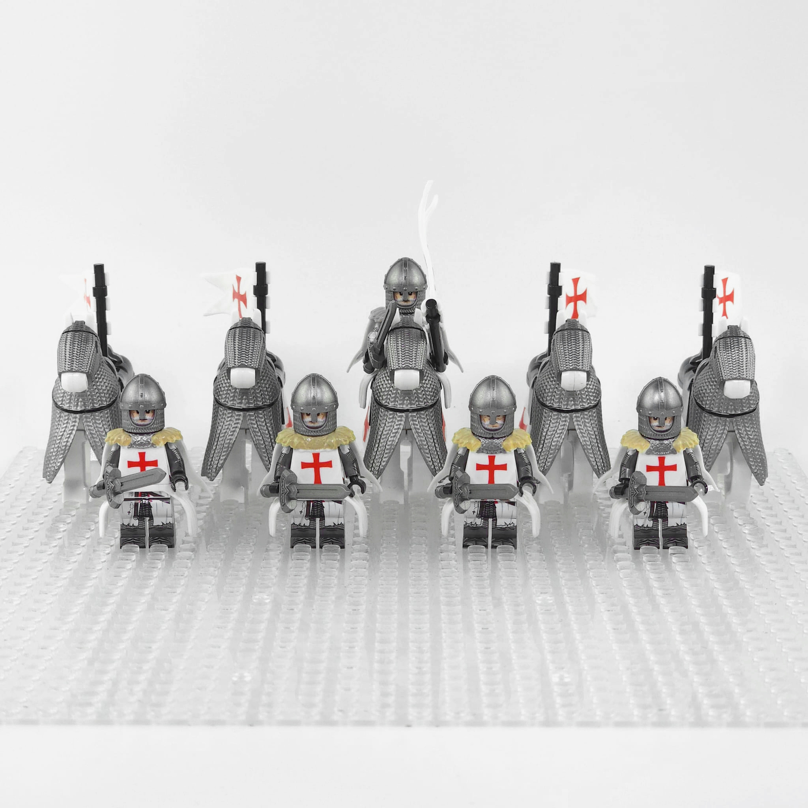 Crusades Mounted Knights Templar Armored Warhorse 10pcs Minifigure ...