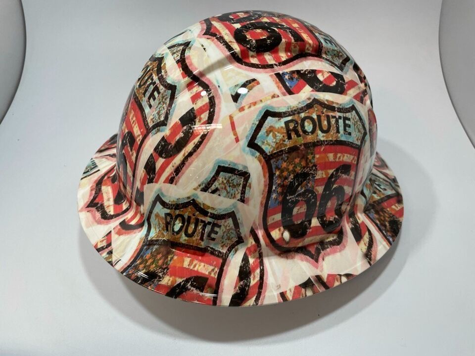 New Full Brim Hard Hat Custom Hydro Dipped Route 66 - Hard Hats & Bump Caps