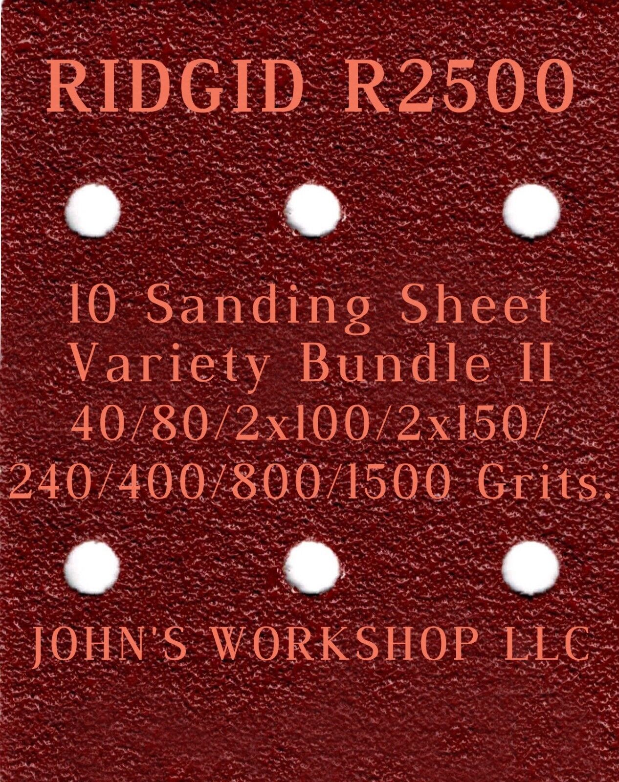 RIDGID R2500 - 40/80/100/150/240/400/800/1500 Grits - 10 Sheet Variety ...