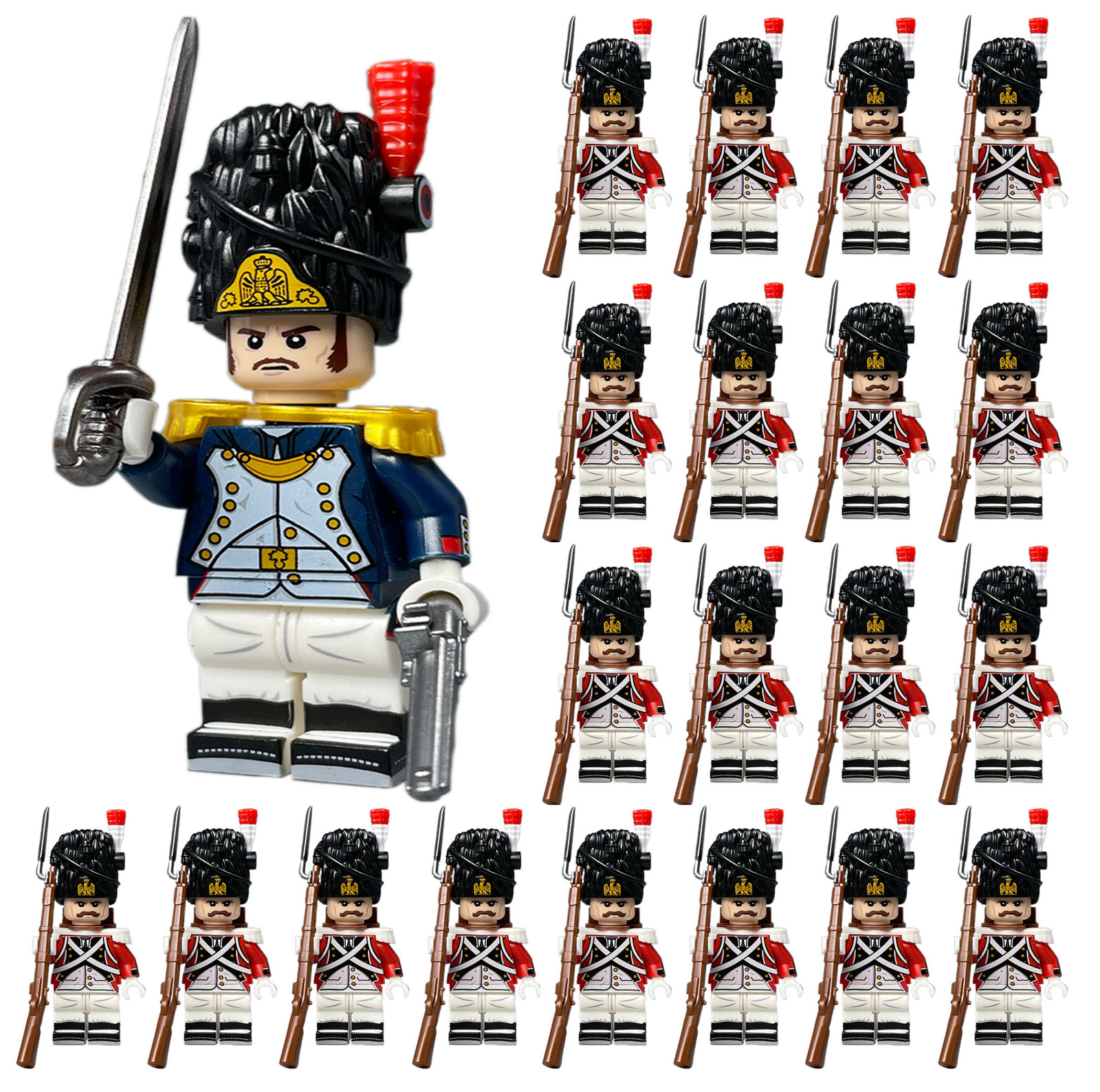 Napoleonic Wars Officer & Swiss Grenadiers Army Set 21 Minifigures Lot ...