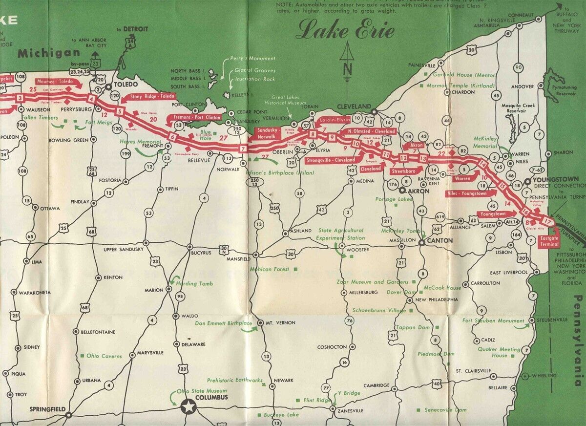 Welcome to Ohio Turnpike Map Mileage Tolls Services 1960's - 1960-Now