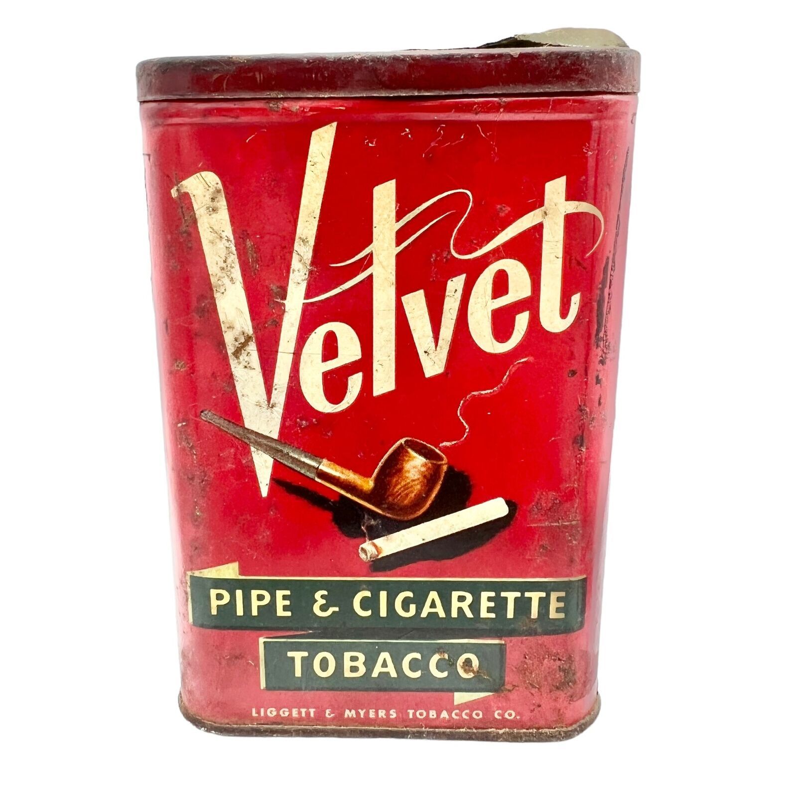 Vintage Velvet Pipe & Cigarette Tobacco Empty Tin Liggett & Myers ...