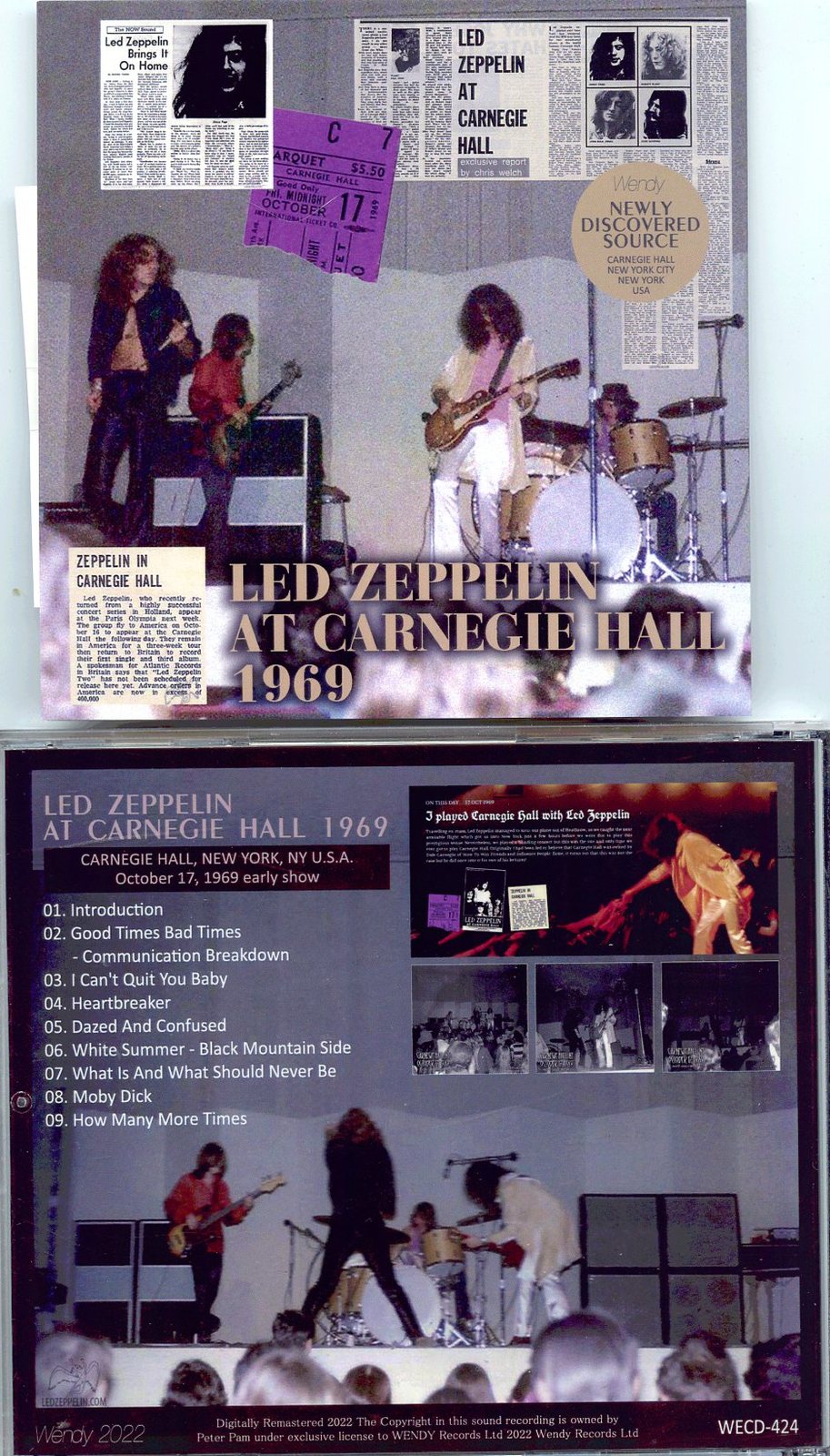 LED ZEPPELIN - At Carnegie Hall 1969 ( 1 CD ) ( Wendy )( Carnegie Hall ...