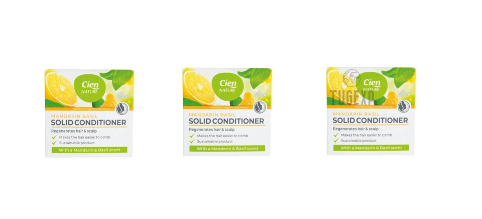 3 x Cien Solid Conditioner Bar 100% Vegan Mandarin Basil Hair & Scalp ...