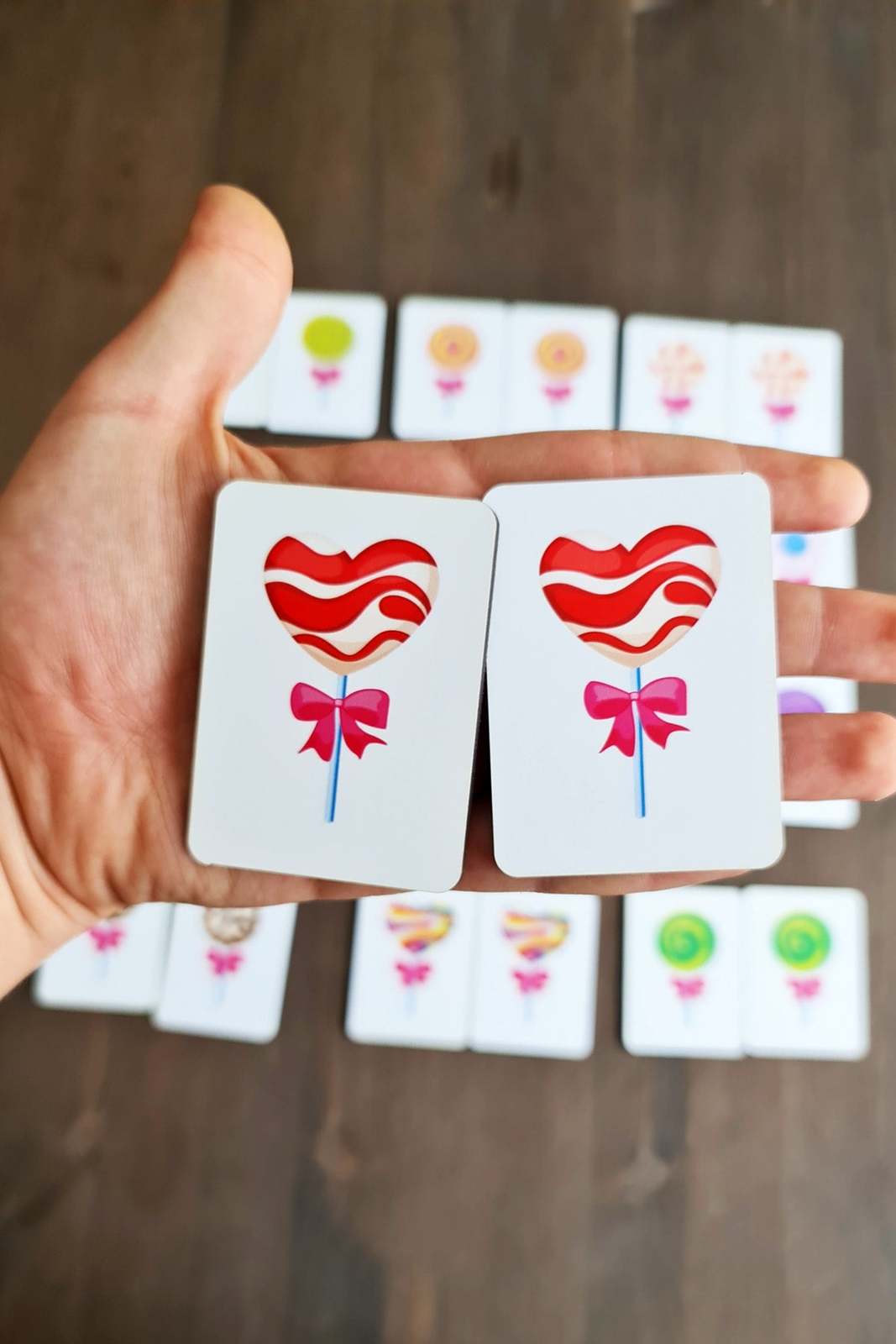 Wooden Lollipop Candies Memory Improvement Matching Game Preschool ...