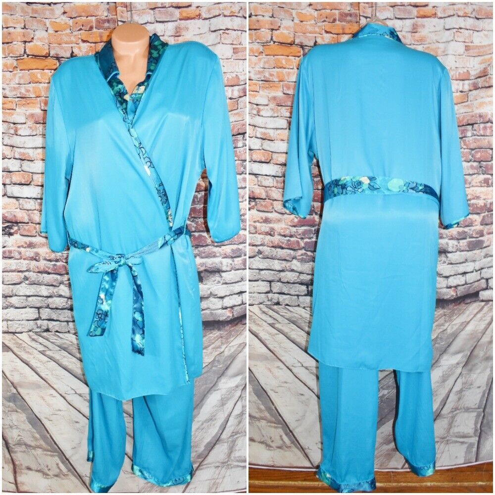 Cabernet Large 4 Pc Satin Pajama Robe Set Satin Nightgown Vintage ...