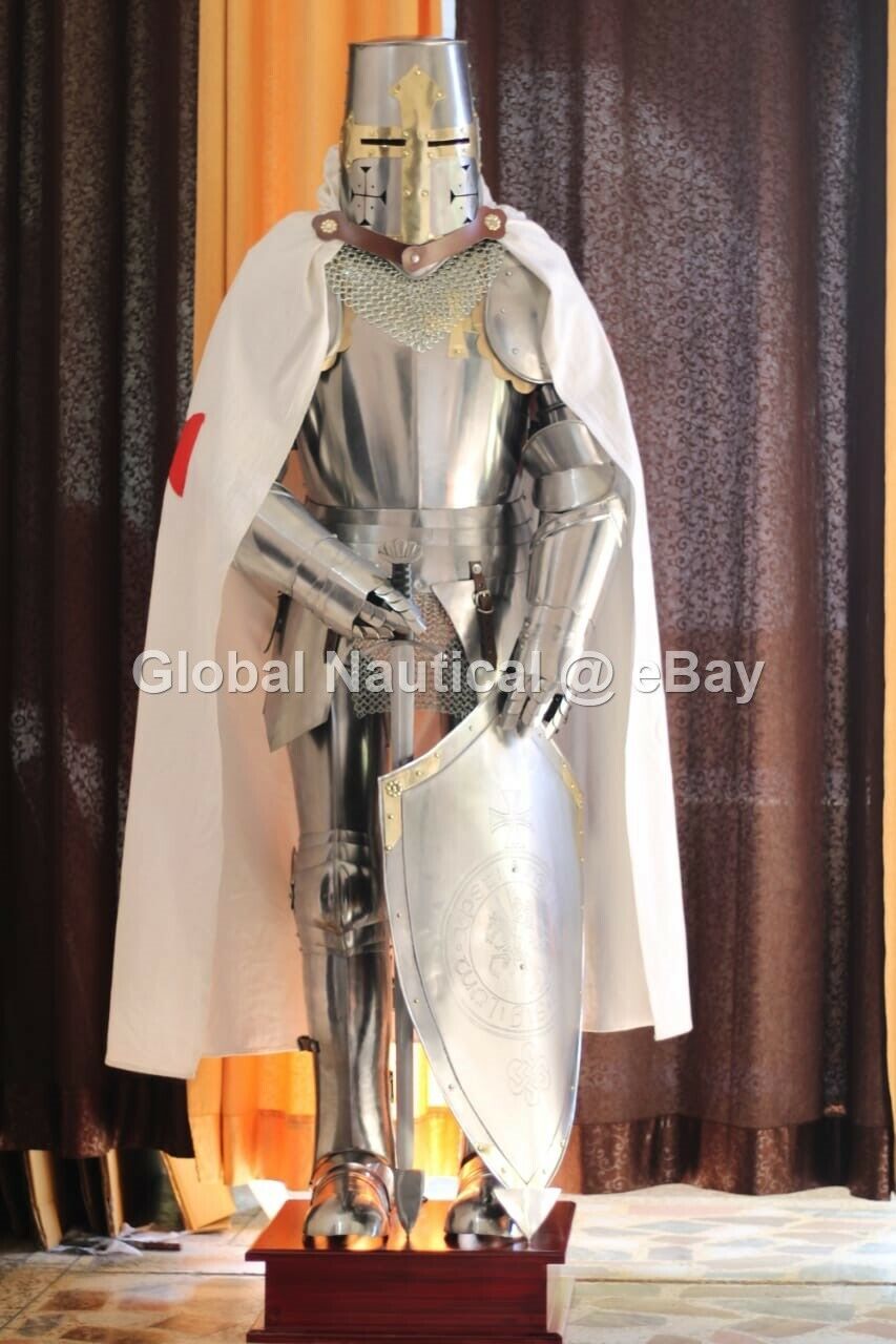 Medieval Knight Templar Armor Suit Full Costume Perfect With Stand ...