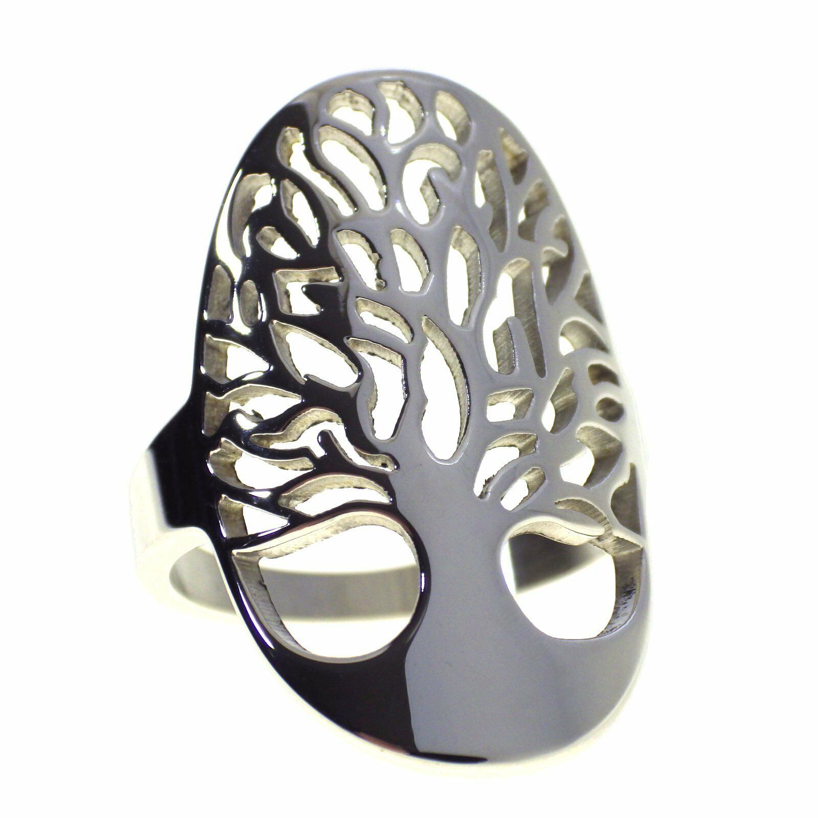 Tree of Life Ring Womens Silver Stainless Steel Family Ancestry Band ...